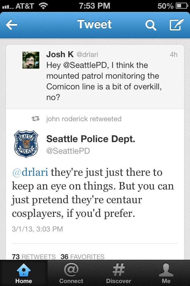 That time the Seattle Police did centaur cosplay