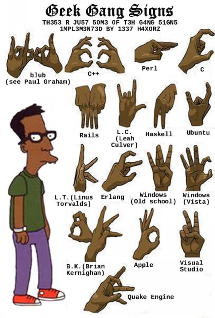 Geek gang signs