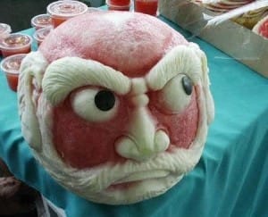 Scary melon sculptures
