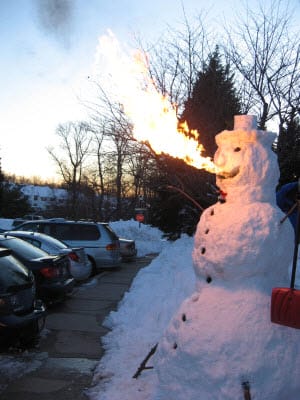 Fire breathing snowman to tackle snowmageddon