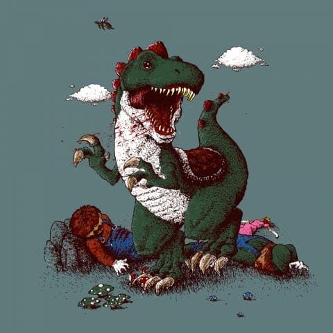 Evil Yoshi hungers for Mario's blood