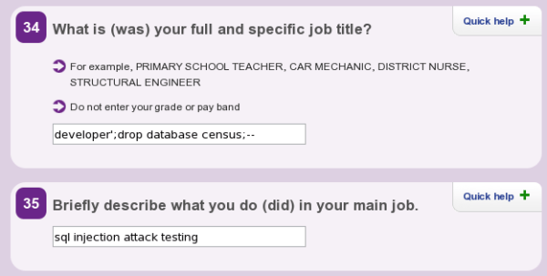 Little Bobby Tables versus the Census