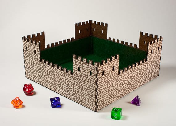 Felt lined castle dice tray
