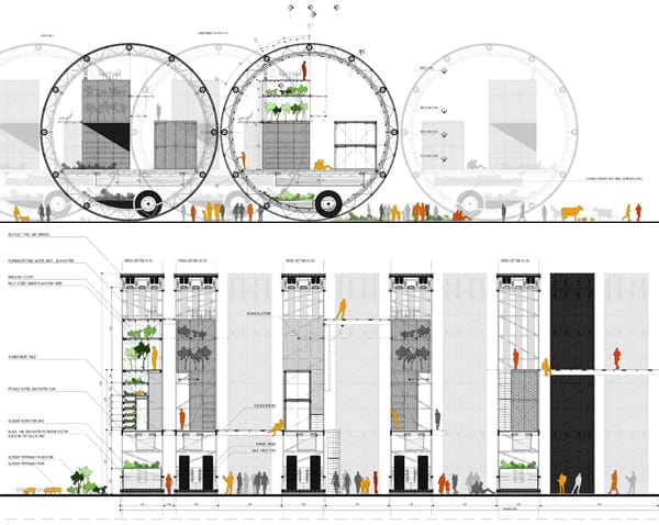 Skyscrapers for the apocalypse roll through the ruins
