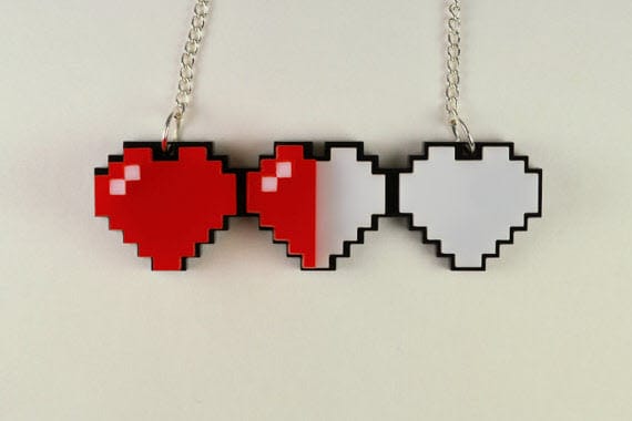 Zelda pixel health bar necklace