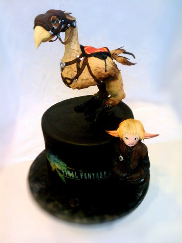 Chocobo cake with edible models