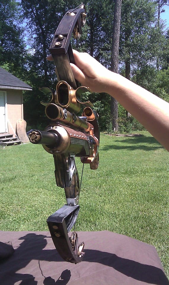 Impressive steampunk Nerf bow gun