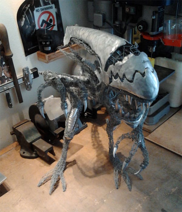 Xenomorph born alien wire sculpture