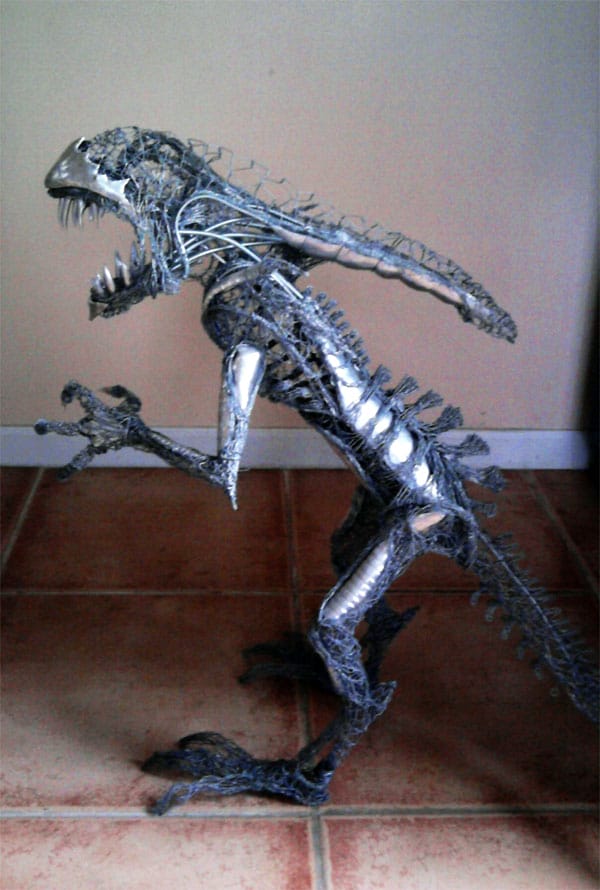 Xenomorph born alien wire sculpture