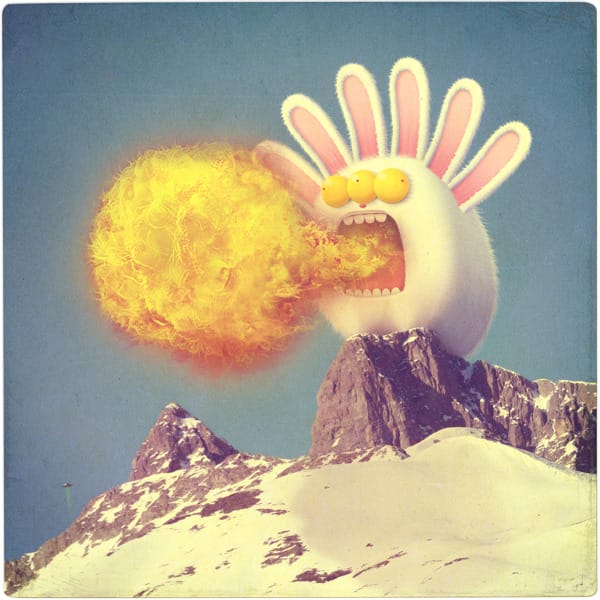 Cute monsters taking over postcards