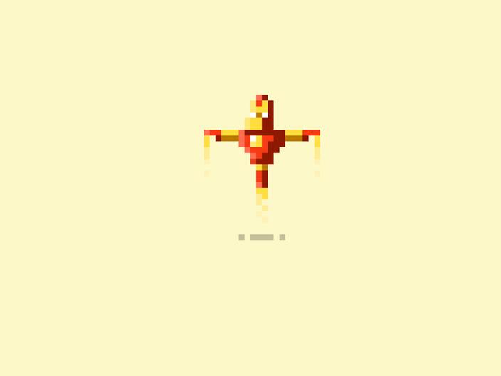 Tiny pixel heroes; Avengers, He-Man and Adventure Time