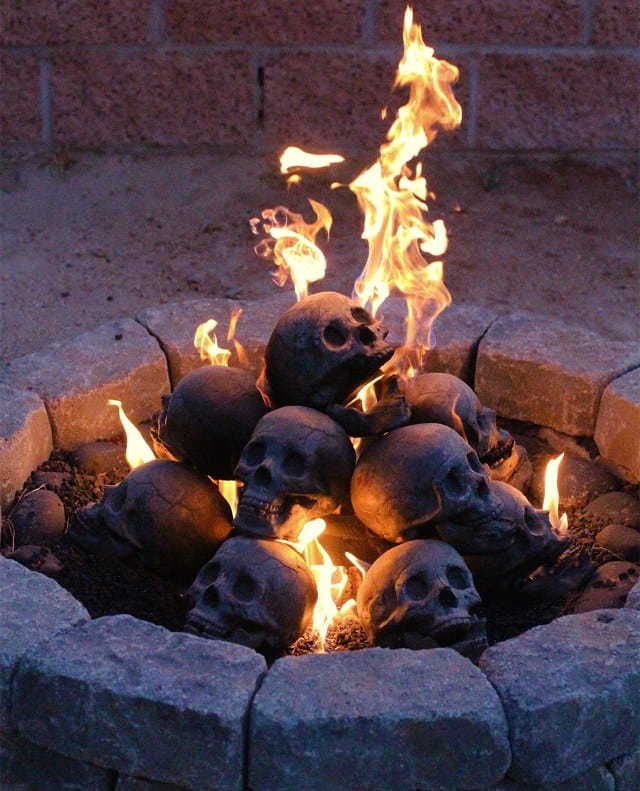 Go Indiana Jones on your guests with these firepit skulls