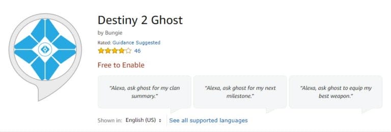Bungie release an Alexa Destiny Ghost skill
