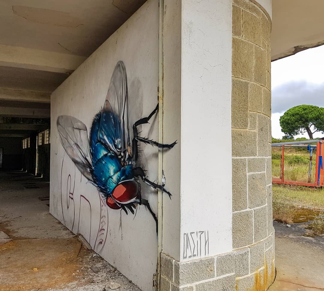Anamorphic urban insect art to scare your players