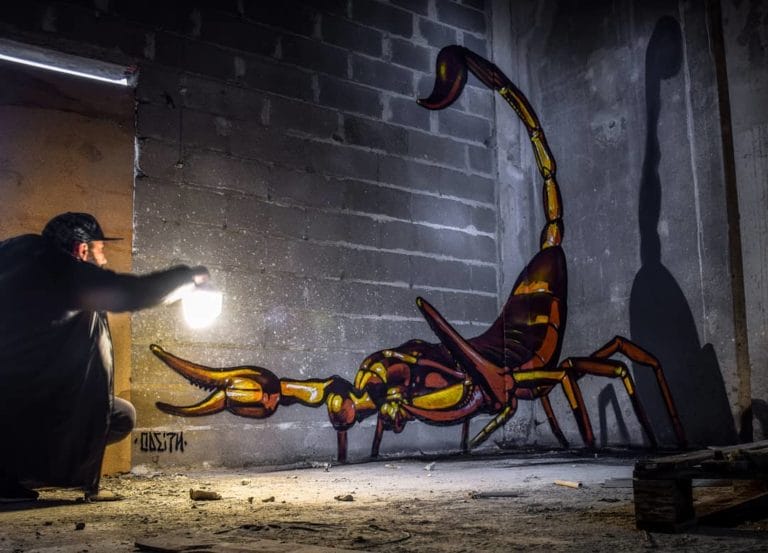 Anamorphic urban insect art to scare your players