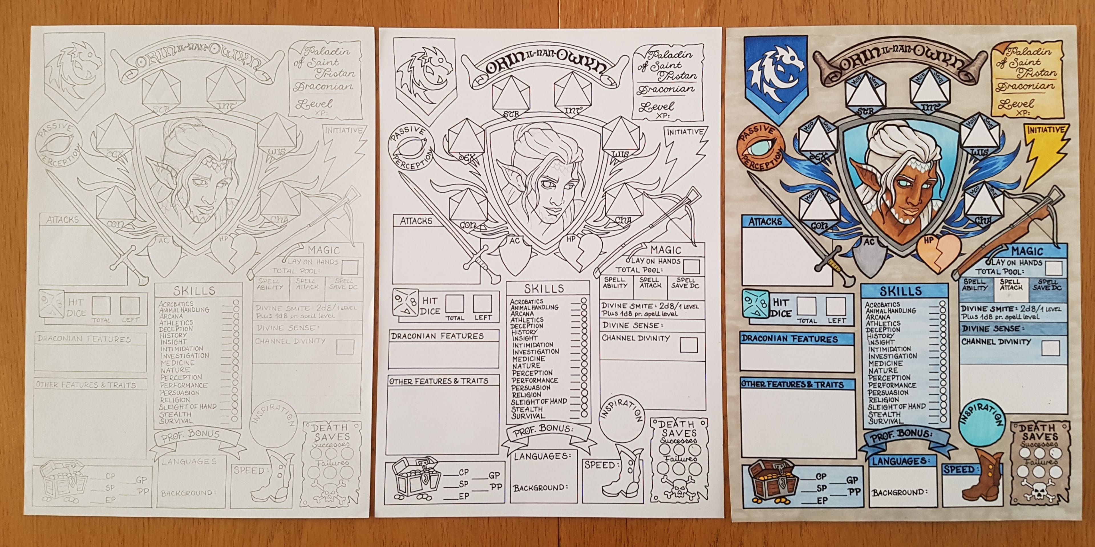 Marvel at Liselle's custom character sheets