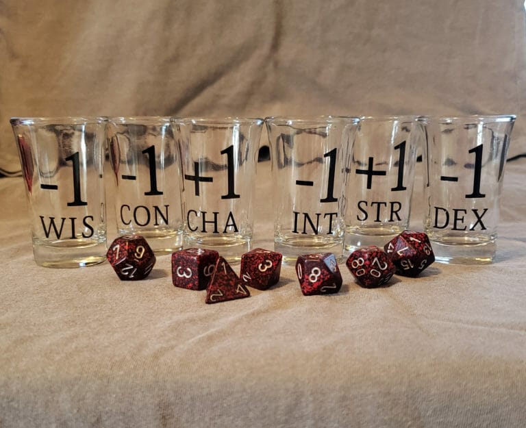 D&D ability score modifier shot glasses