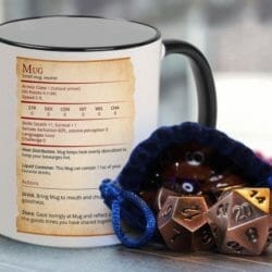 Great gamer mugs looted from the GM's kitchen