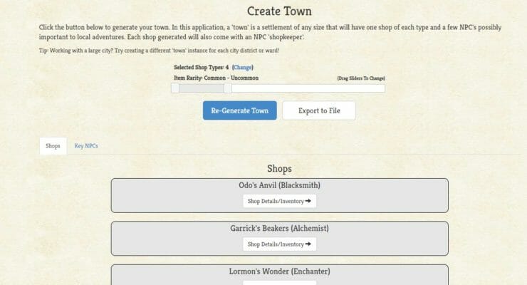 RPG Generator: Create whole marketplaces and towns