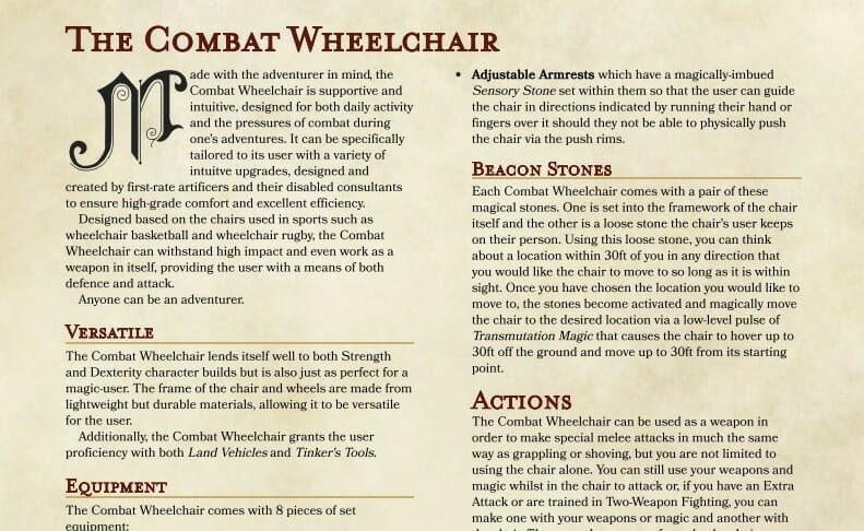 D&D gets a combat wheelchair