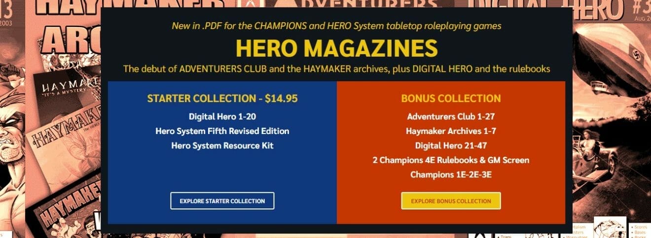 Never published before PDF scans of Hero Magazines in the Bundle of Holding