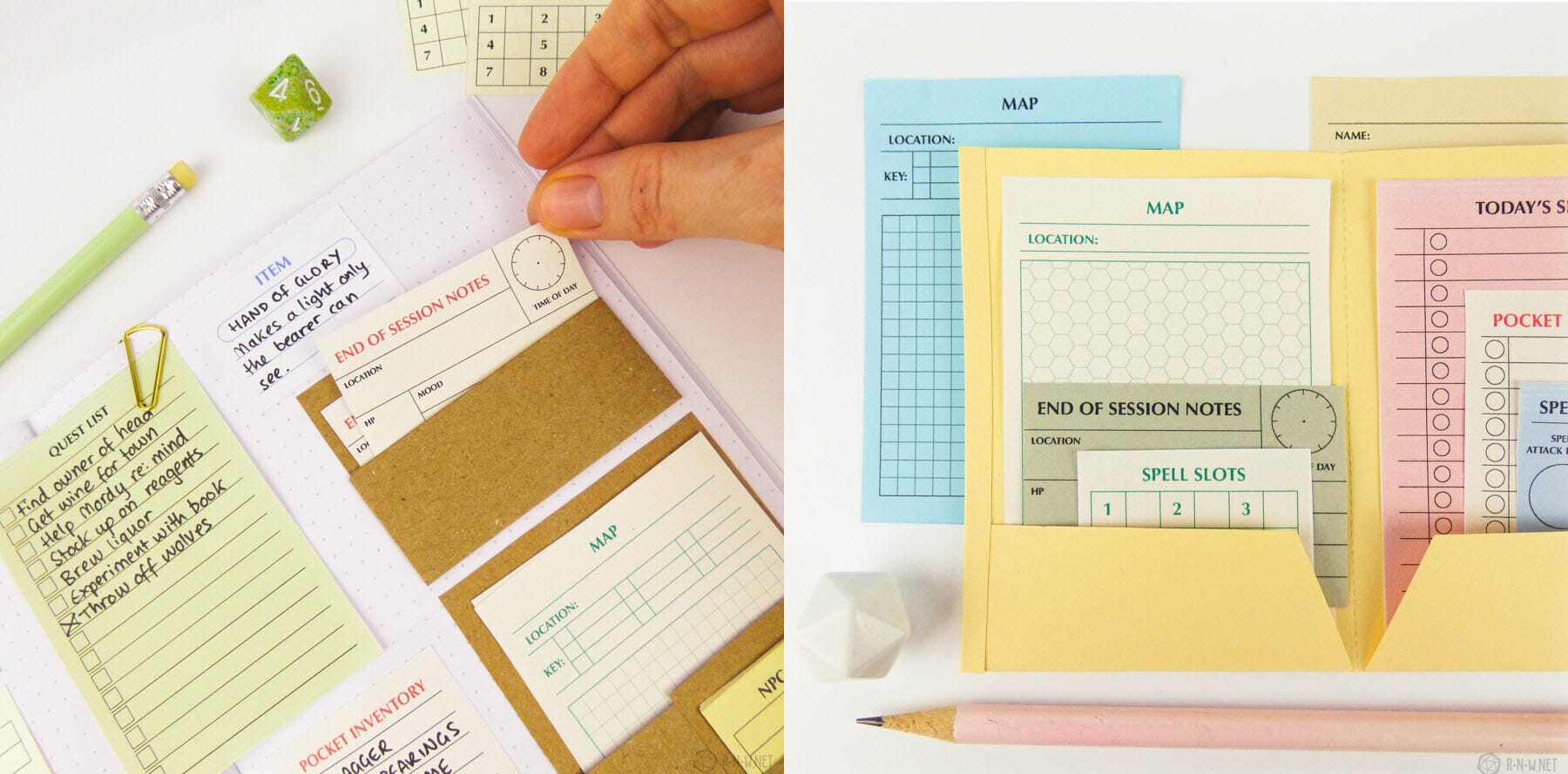 Player memo kits for RPGs