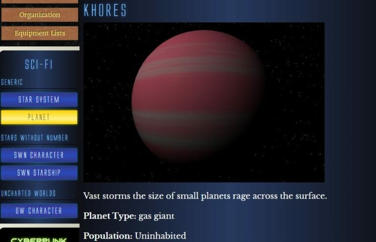 Planet Generator: Button press planets into existence for your sci-fi RPG