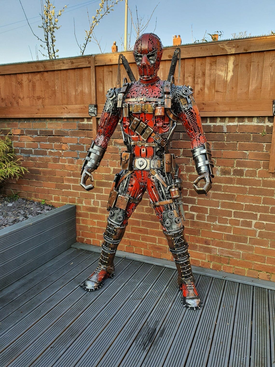 Artist makes life-size Deadpool sculpture from junk parts