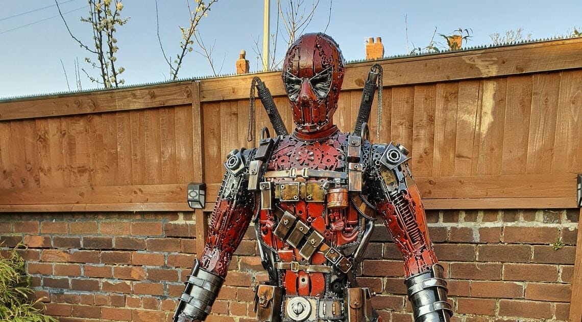 Artist makes life-size Deadpool sculpture from junk parts