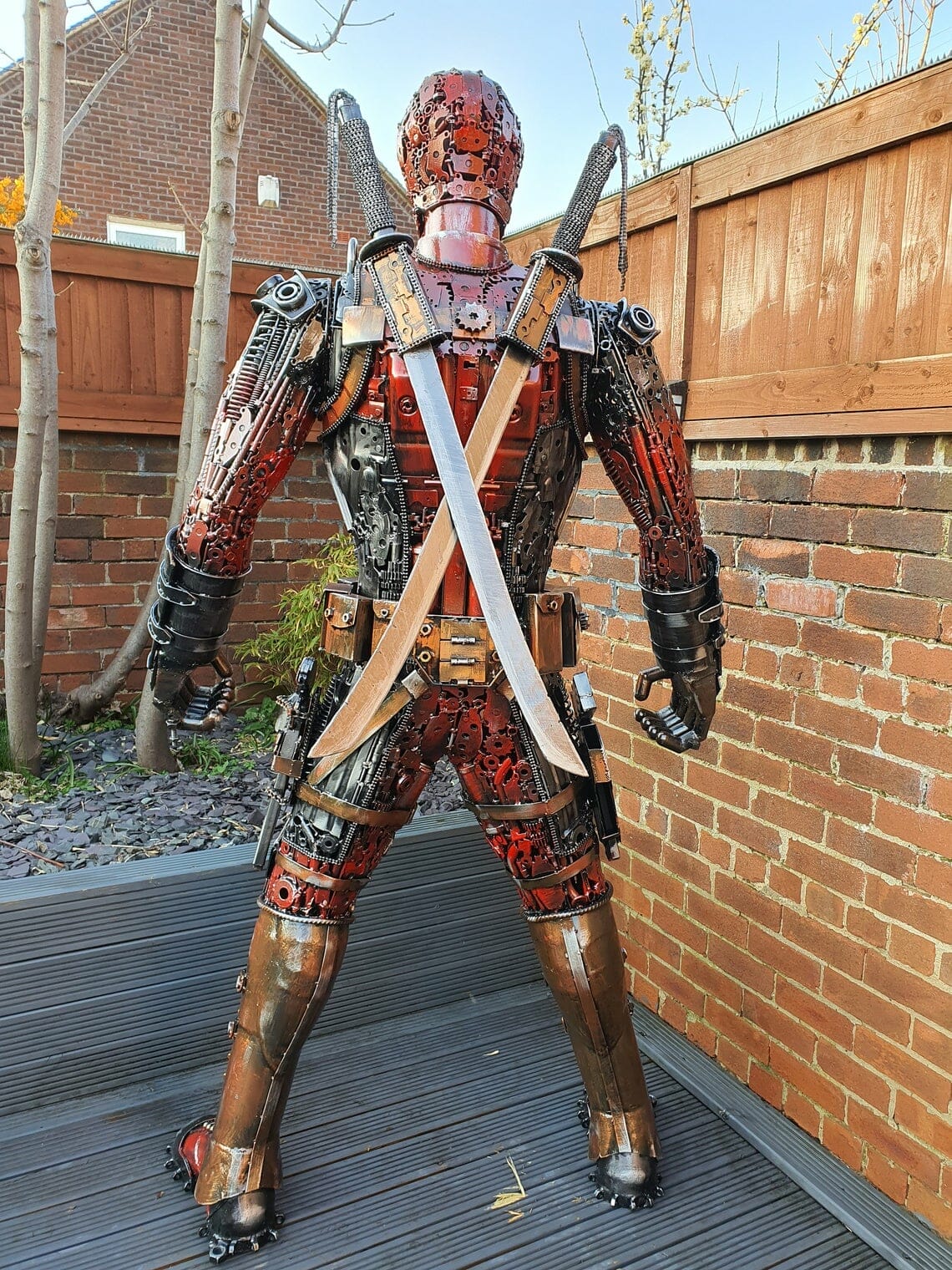 Artist makes life-size Deadpool sculpture from junk parts