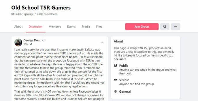 TSR Games (3) threatens legal action against OSR community
