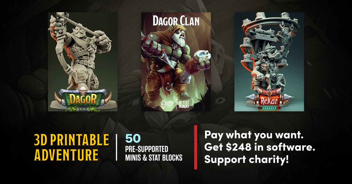 3D Printable Adventure: 5e stat blocks, lore and 50 minis to print