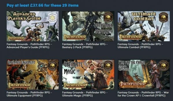 Pathfinder's RPG double-bundle is incredibly rare with a vast assortment of offers