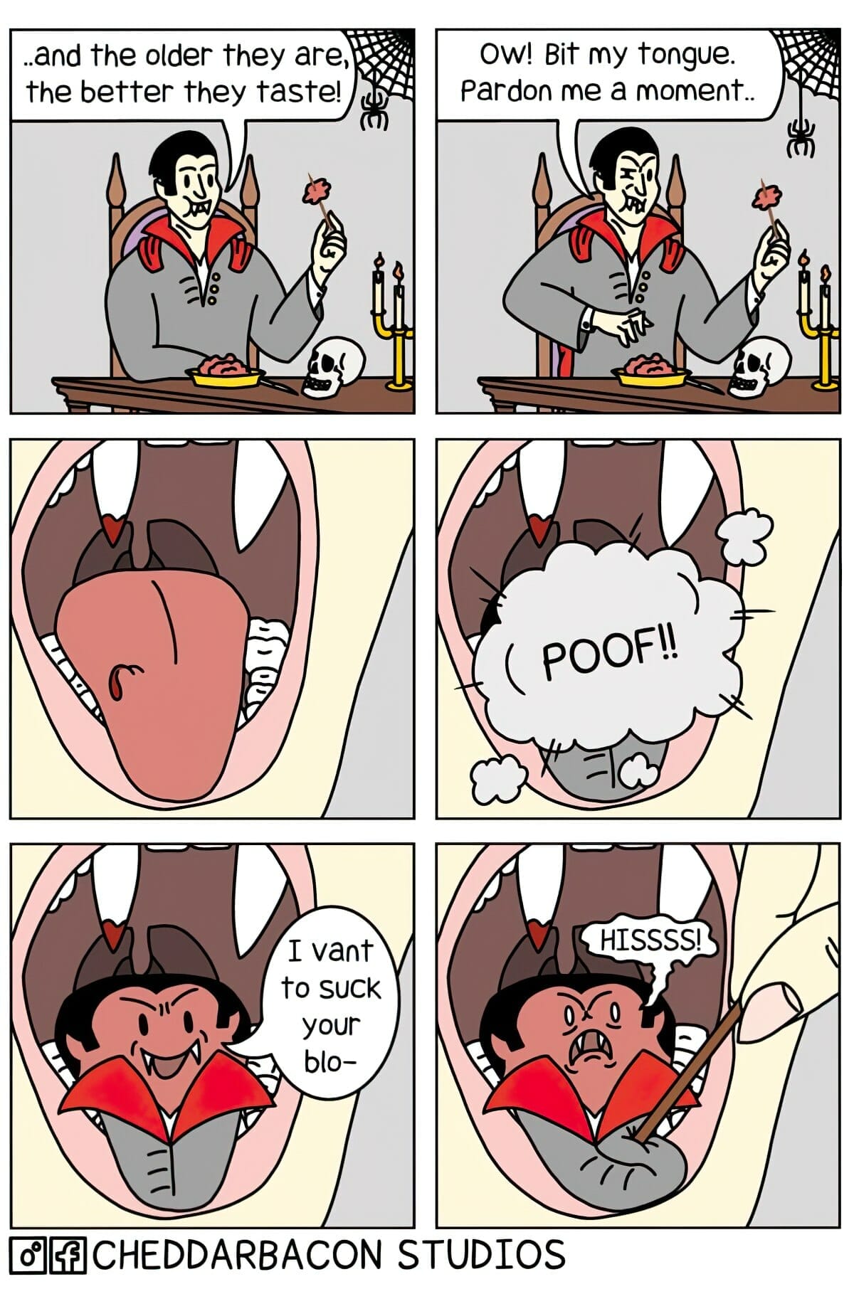 What happens when a vampire bites their tongue?