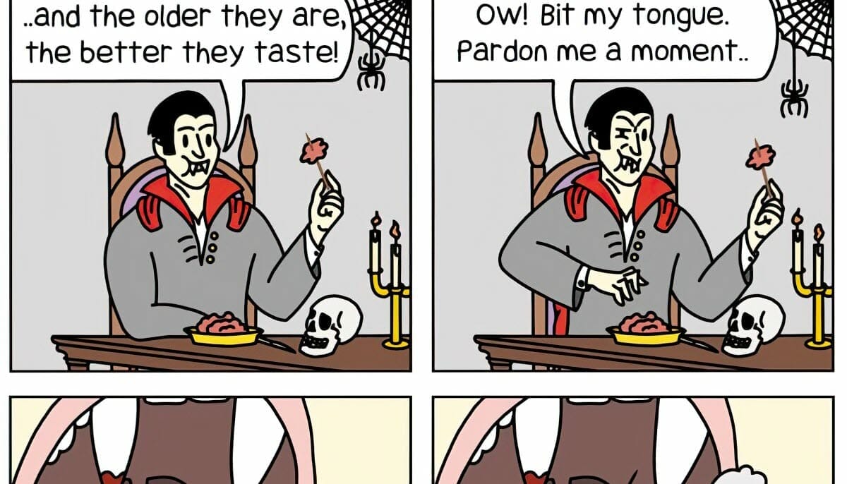 What happens when a vampire bites their tongue?