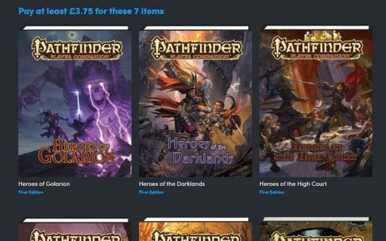 Pathfinder 1e character options get a Humble Bundle with hardback option