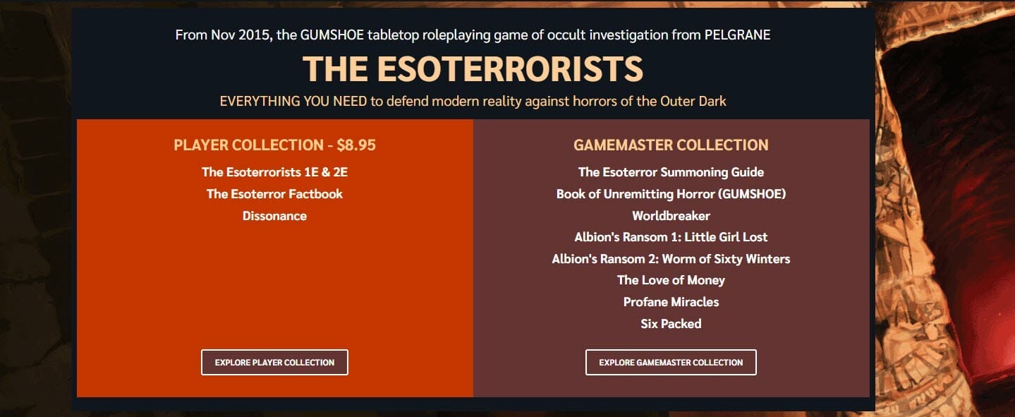 The Esoterrorists RPG bundle: Defend against the Outer Dark