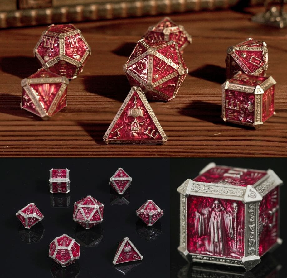 Undead dice carved into solid metal