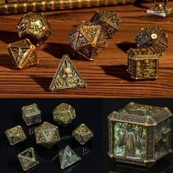 Undead dice carved into solid metal