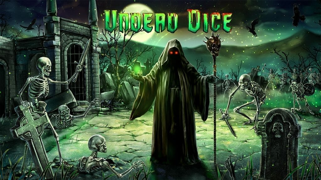 Undead dice carved into solid metal