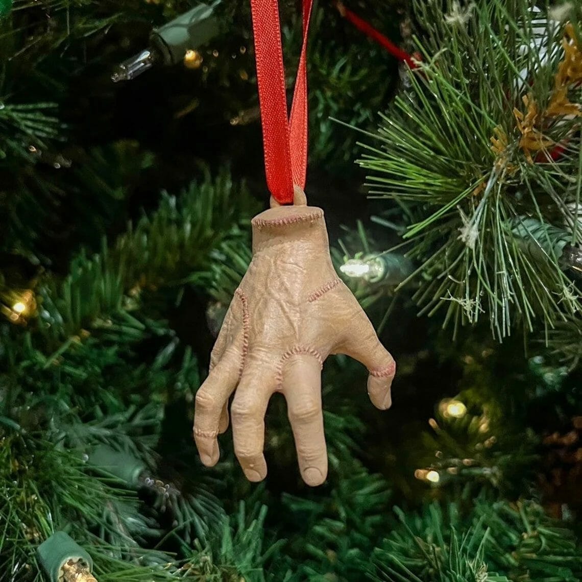 Realistic Addams Family Thing Christmas tree decoration