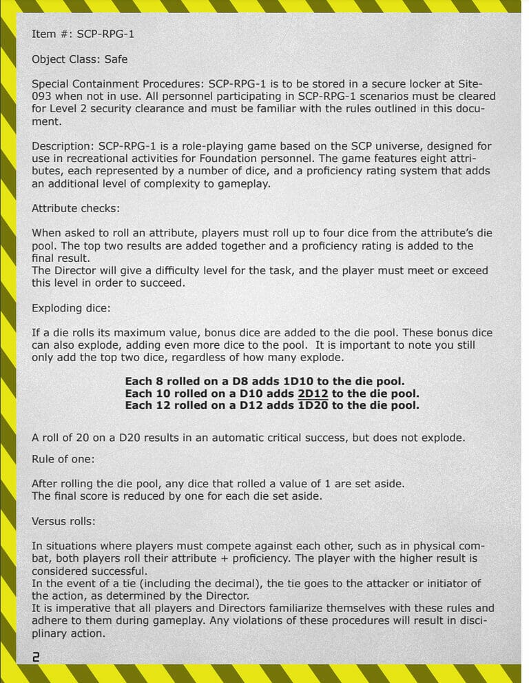 Free to Download: SCP The Tabletop RPG Quickstart