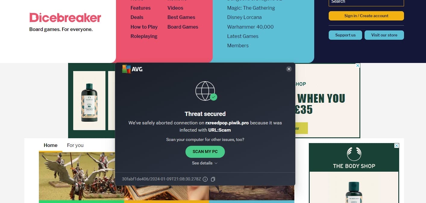 Dicebreaker and Reedpop sites caught in (likely) AVG false virus alarm