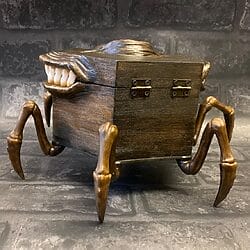This freaky cool spider Mimic chest will guard your dice and jewellery