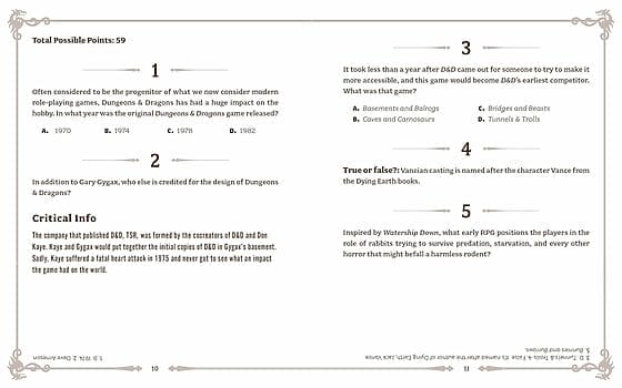 Can you answer questions from The Düngeonmeister Book of RPG Trivia?