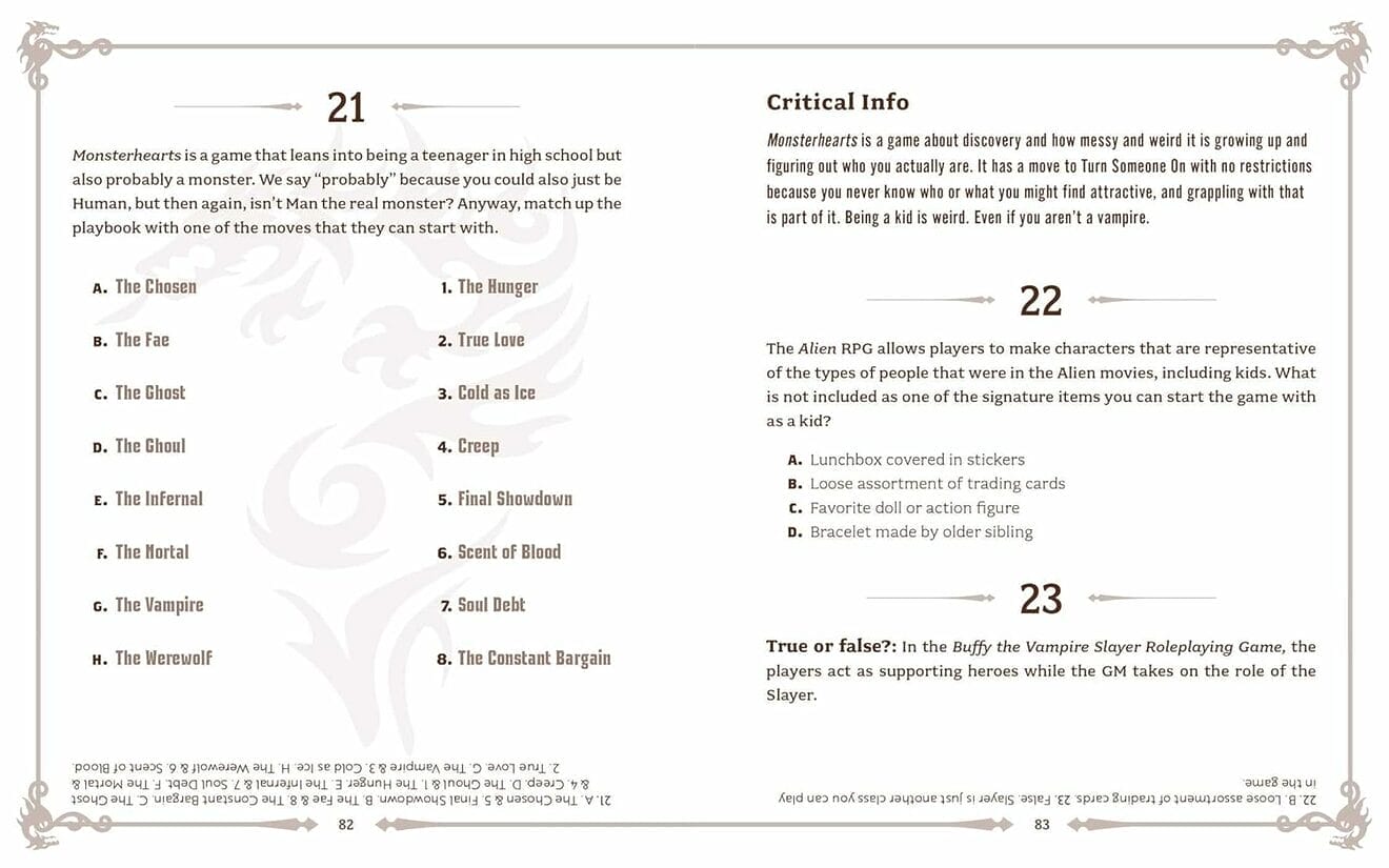 Can you answer questions from The Düngeonmeister Book of RPG Trivia?