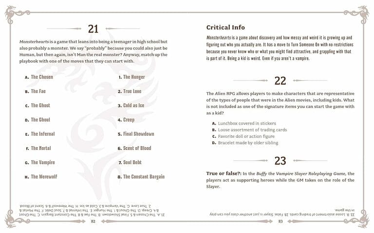 Can you answer questions from The Düngeonmeister Book of RPG Trivia?