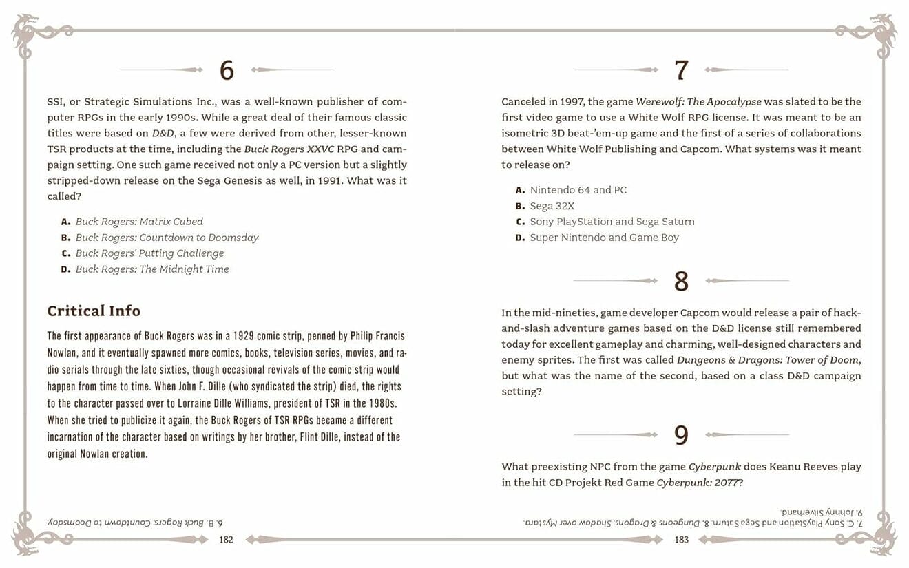 Can you answer questions from The Düngeonmeister Book of RPG Trivia?