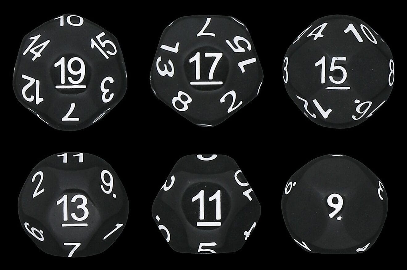 Cursed Dice - d9, d11, d13, d15, d17 and d19 for your collection