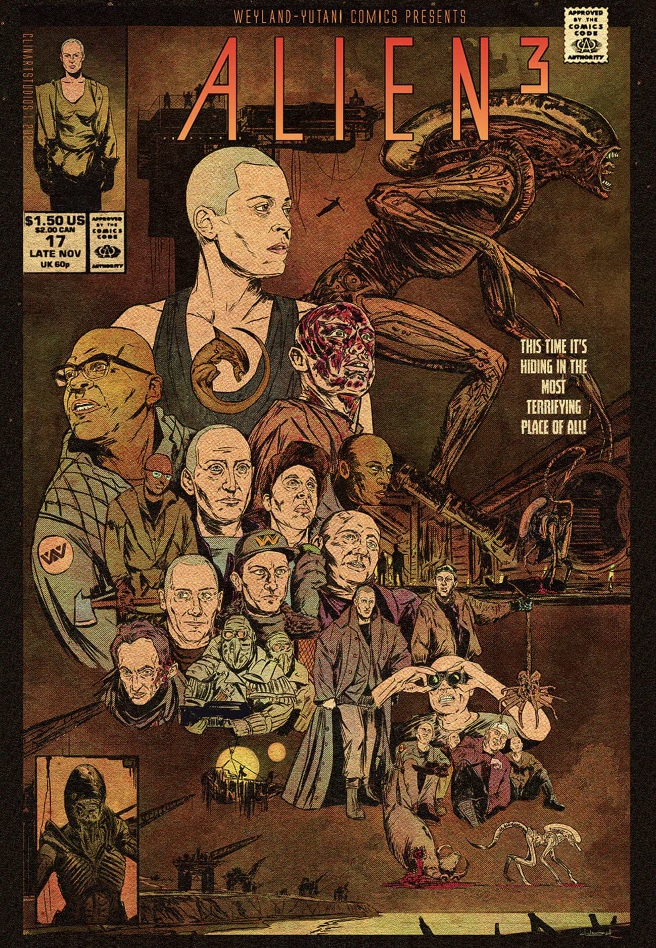Check out this cool comic-style poster for Alien 3 by artist Tim Clinard
